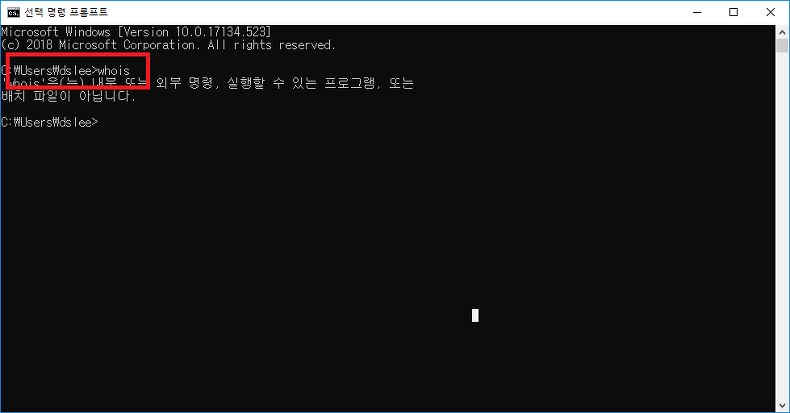 CMD에서 whois 명령어 사용하는 방법 - 이호