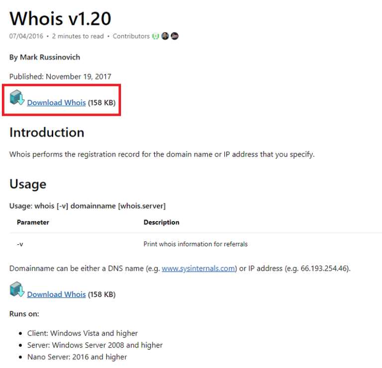 CMD에서 whois 명령어 사용하는 방법 - 이호